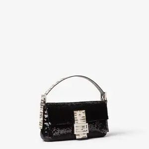 Fendi Baguette® 26424 Black Organza And Sequin Bag